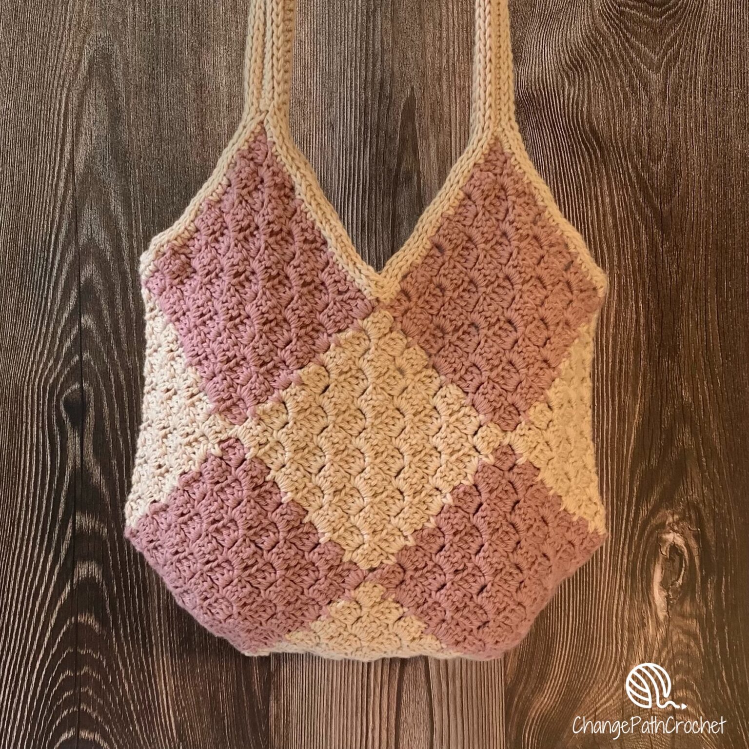 C2C Color Block Tote Crochet Pattern - Change Path Crochet