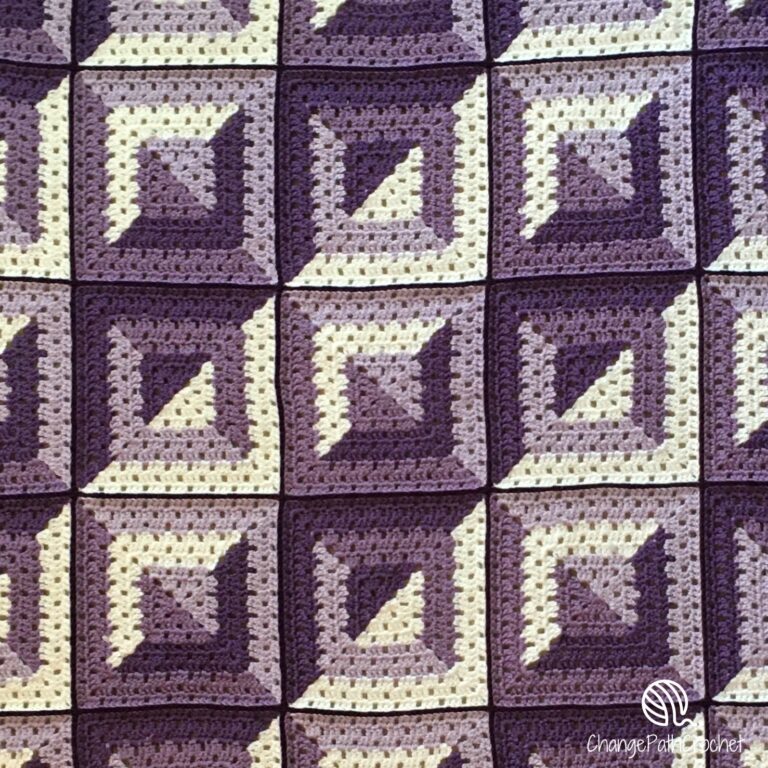 3D Illusion Granny Square Afghan Crochet Pattern - Change Path Crochet