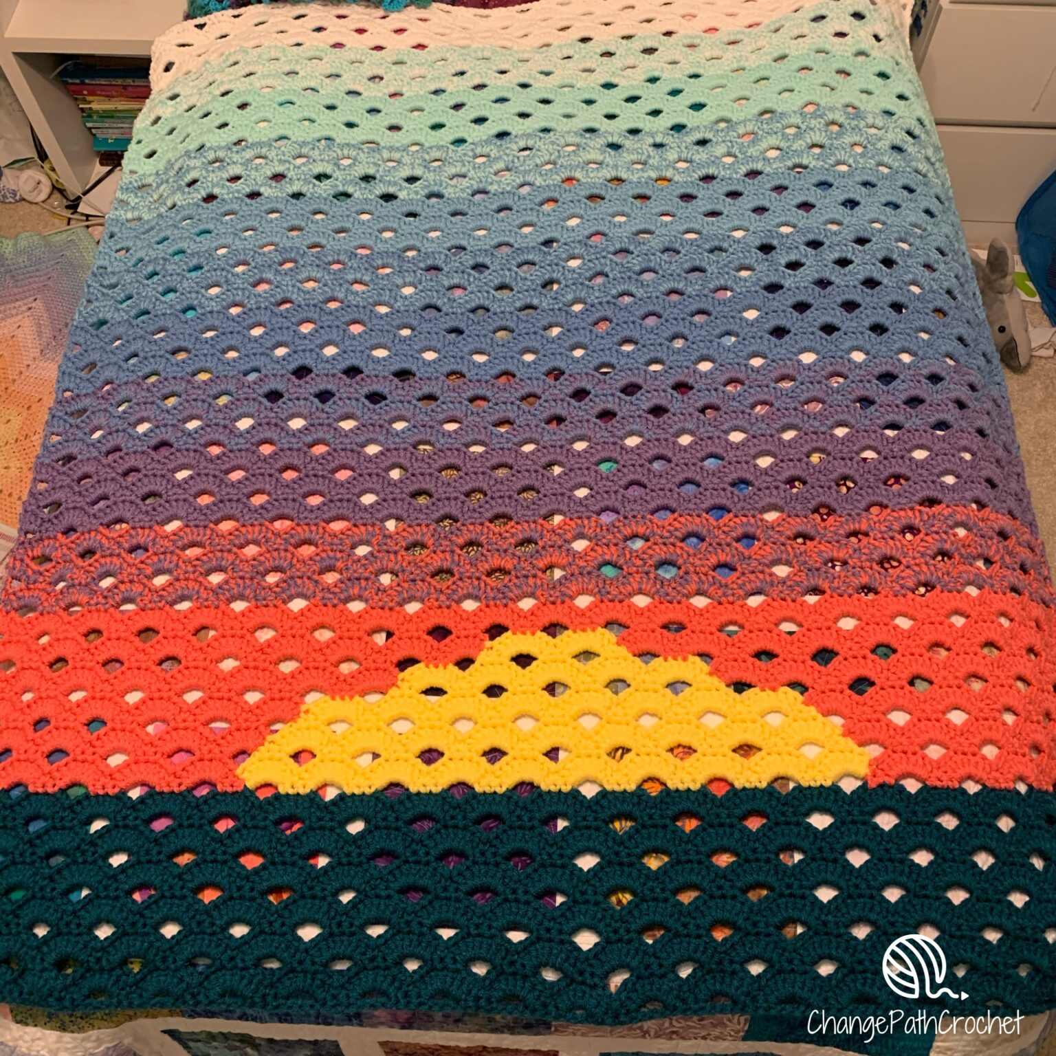 Ombre Sunrise Blanket Crochet Pattern - Change Path Crochet