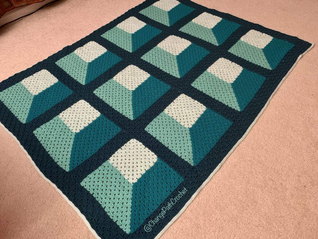 3D Squares Illusion Afghan Crochet Pattern - Change Path Crochet