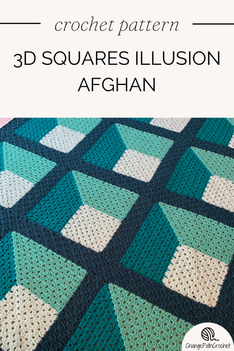 3D Squares Illusion Afghan Crochet Pattern - Change Path Crochet